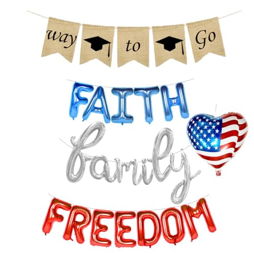 4th of July Decorations - Faith Family Freedom Red White and Blue ...