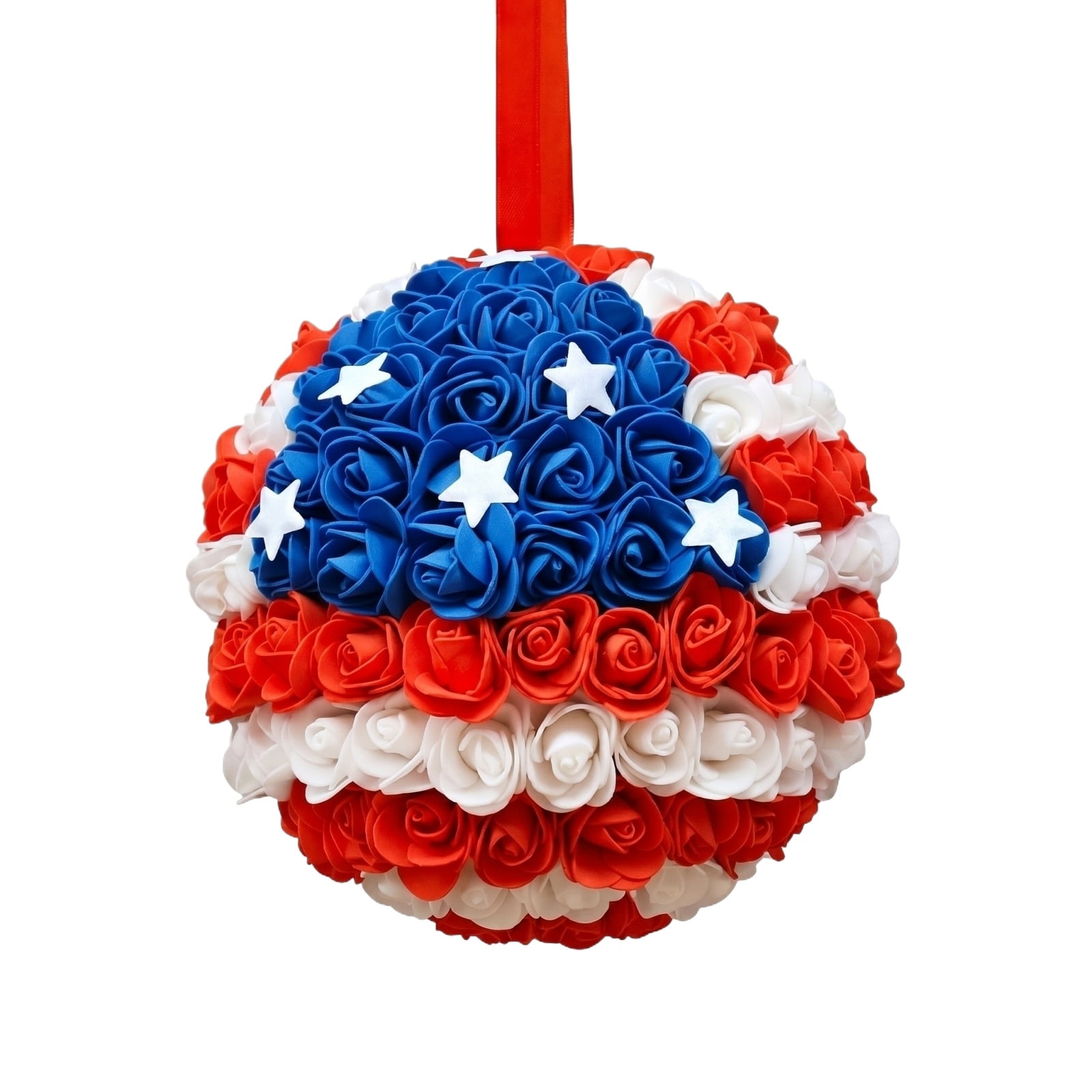 4th of July Decorations Floral Spheres Red White Blue Hanging Ball ...