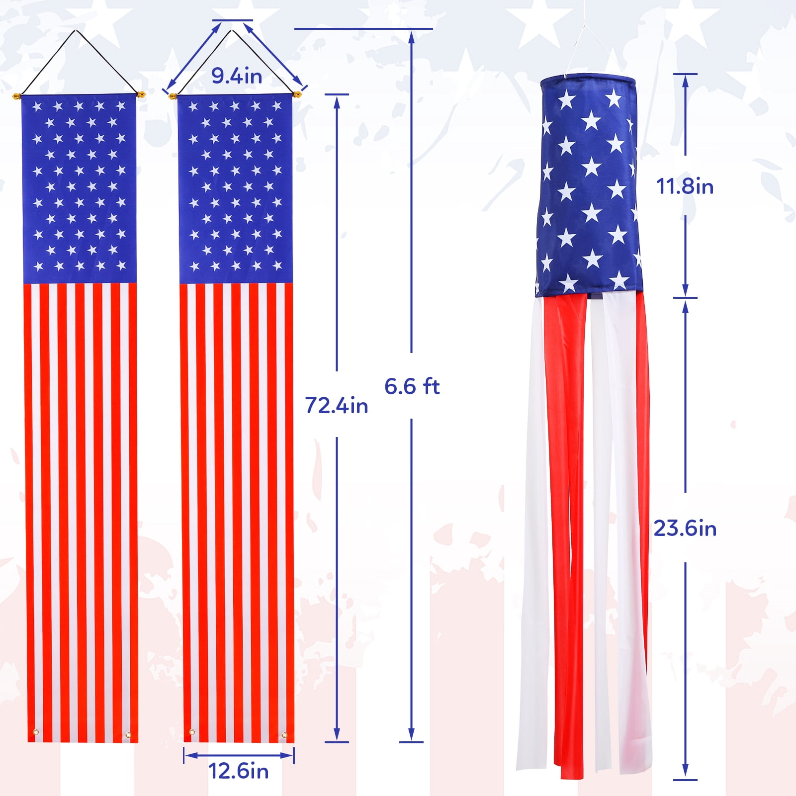4th of July Decorations Hanging American Flag Banners Porch Sign 2 Pcs ...