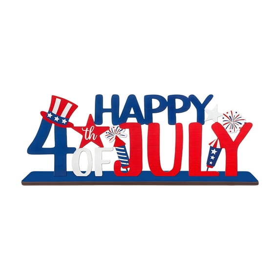 4th of July Decorations,Happy Fourth of July Sign with Base, Patriotic ...