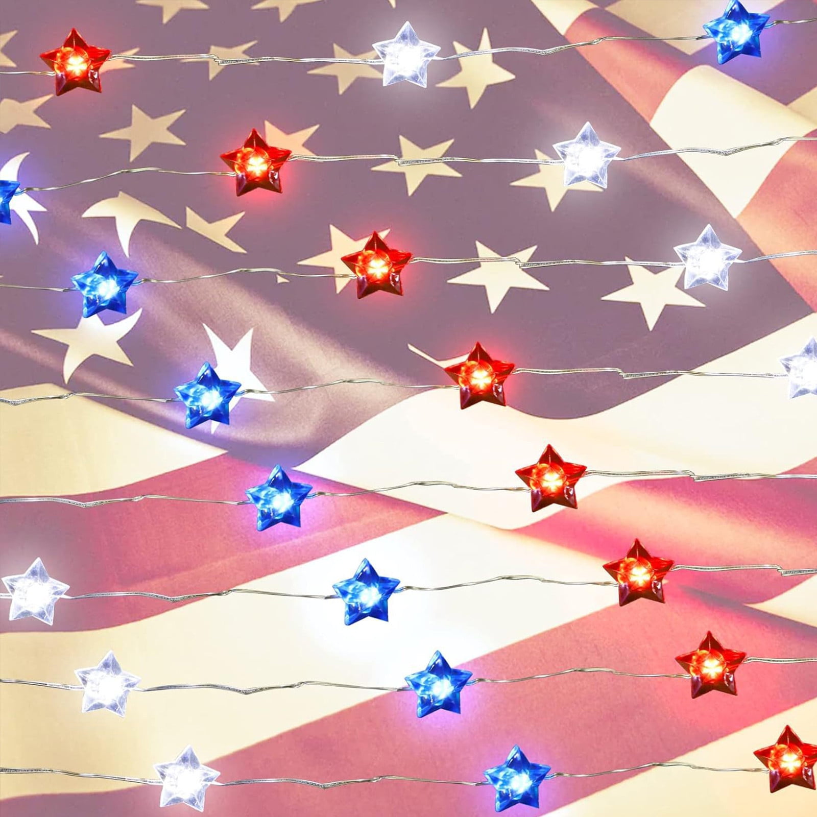4th of July Decorations Independence Day Decorative Light Flag Shaped ...