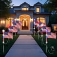4th of July Decorations Outdoor American Flag Lights, 8 Pack Solar ...