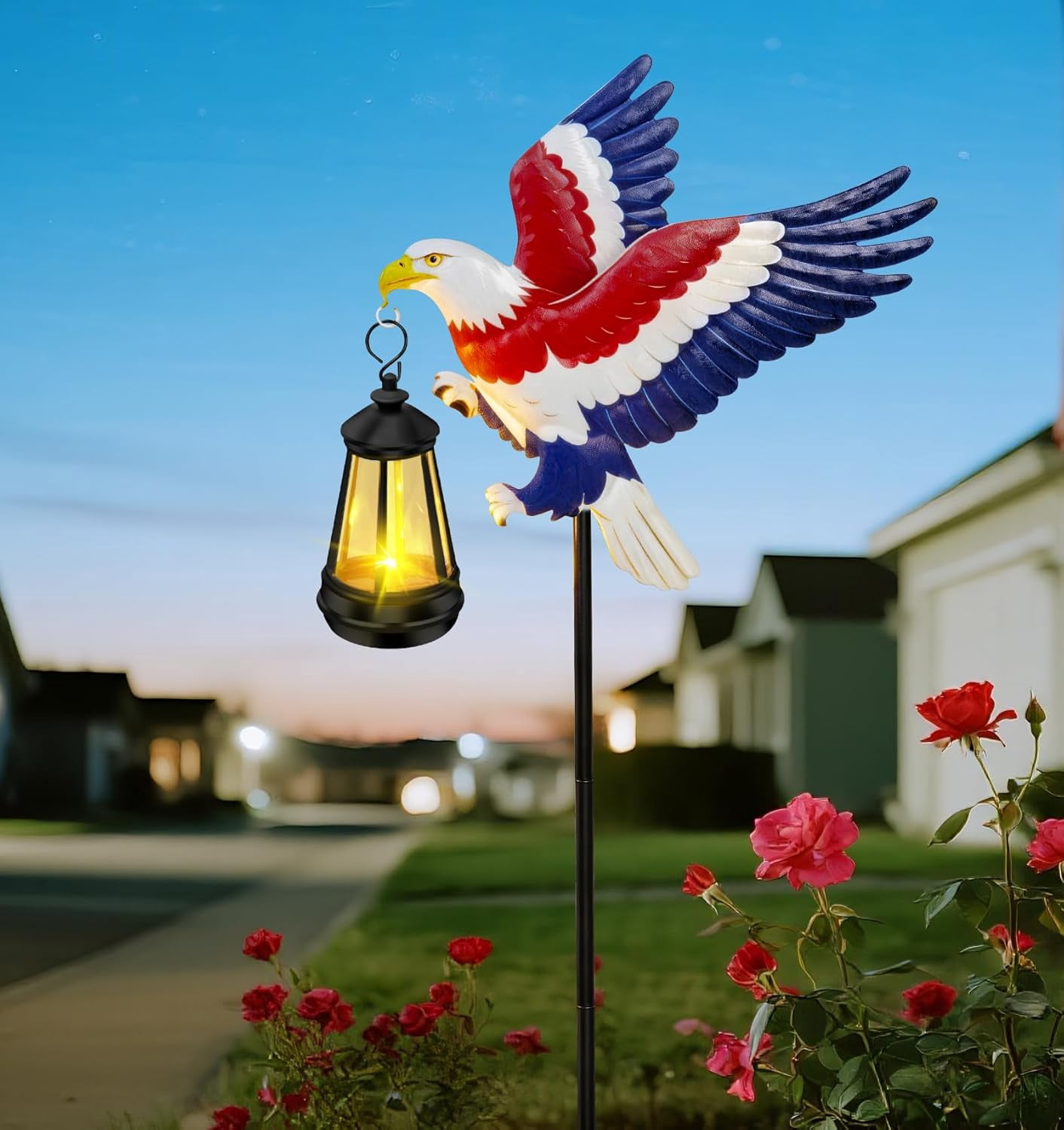 4th of July Decorations Outdoor Solar Lights, Eagle Garden Lights with ...