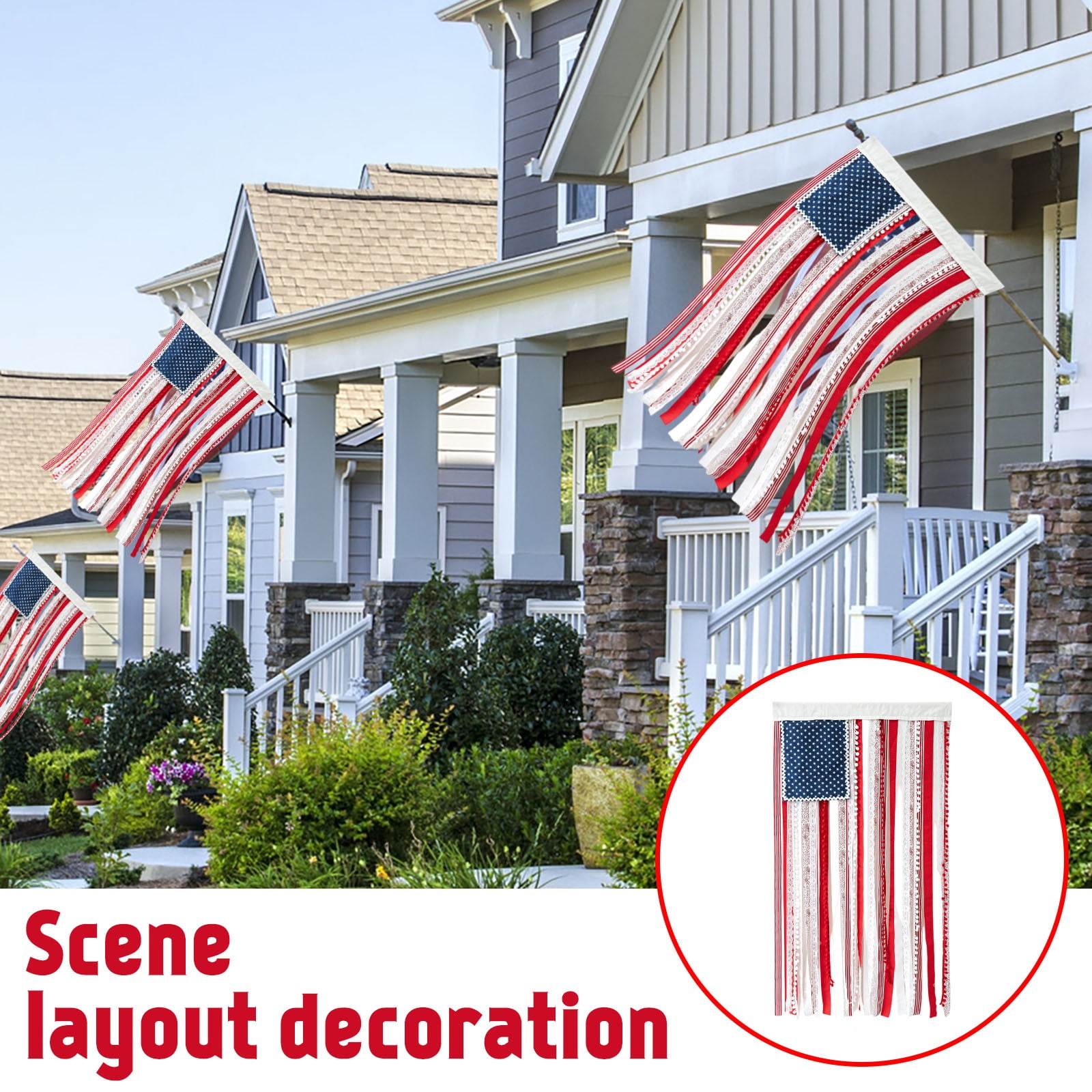 4th of July Decorations - Patriotic Memorial Day Decor -27"x50" Rag ...