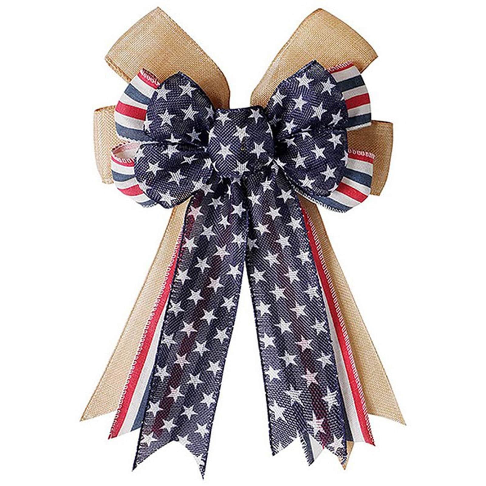 4Th of July Decorations Patriotic Vintage Flag Decorative Bow 11x16.5 ...