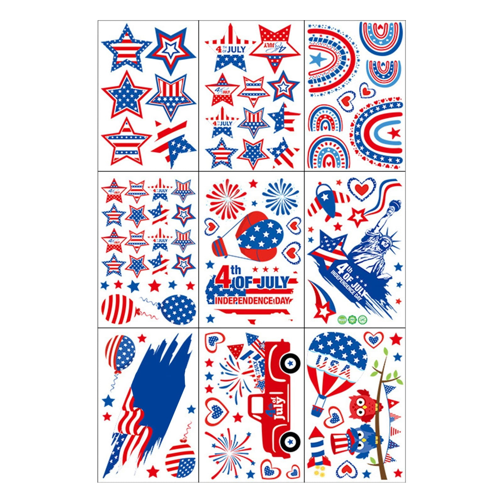 4th of July Decorations Patriotic Window Clings - 9 Sheets American ...