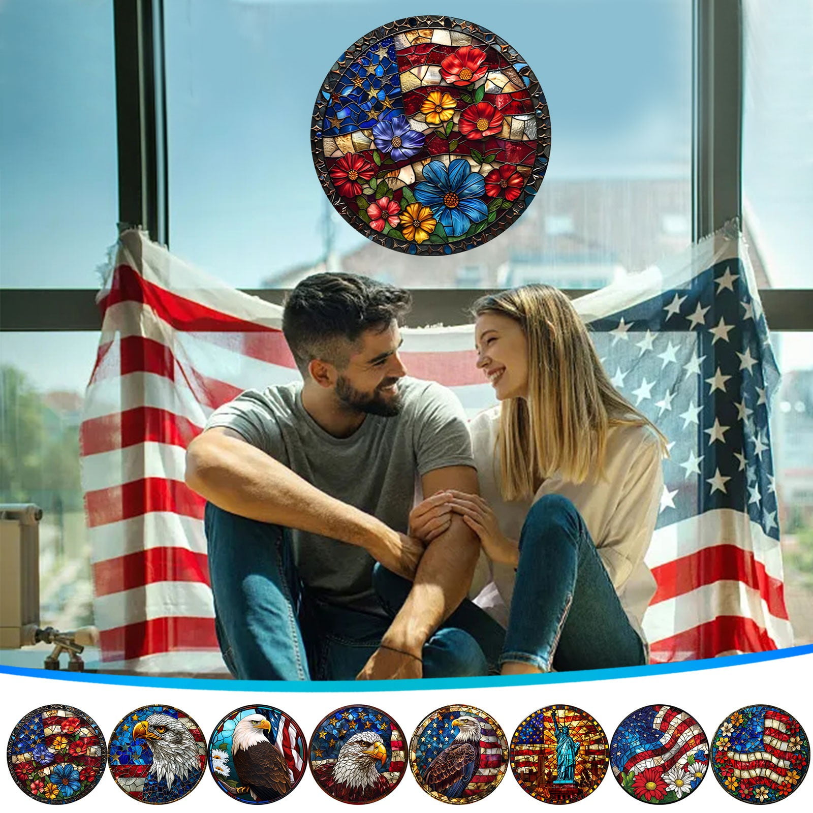 4th of July Decorations Patriotic Window Clings Sticker Double-Sided ...