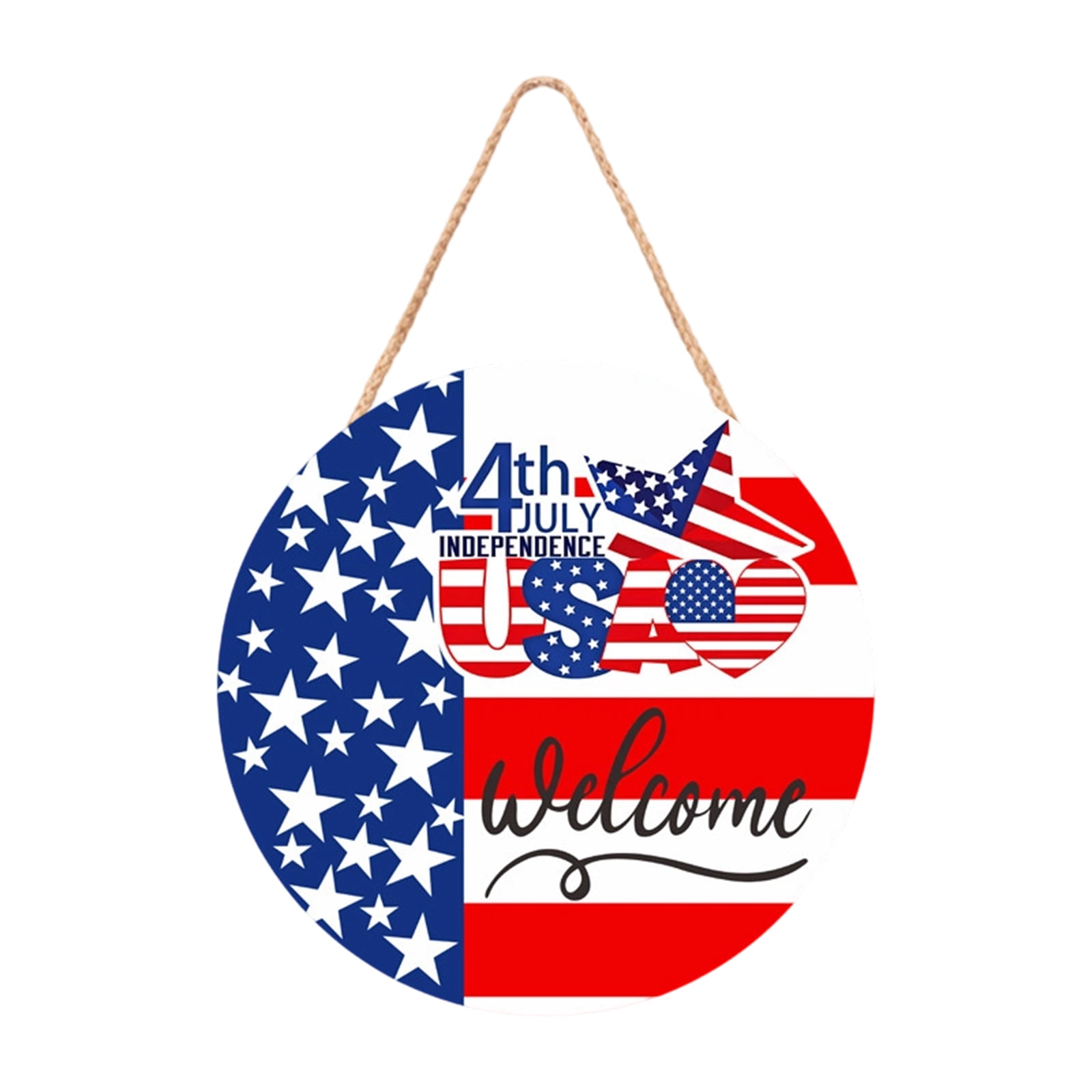 4th of July Decorations Patriotic Wreath American Flag Sign Wooden 4th ...