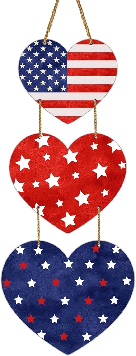 4th of July Decorations Patriotic Wreath Heart Hanging Decor 4th of ...