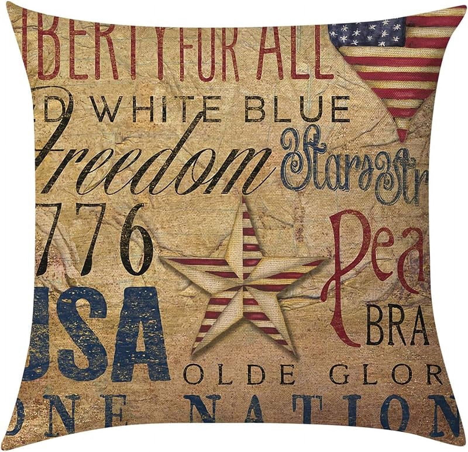 4th of July Decorations Pillow Covers 18x18 Blue Stars Red White ...