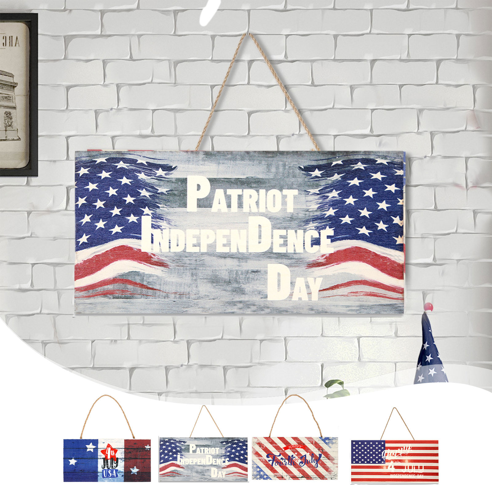 4th Of July Decorations Porch Sign Patriotic Star Independence Day Flag ...