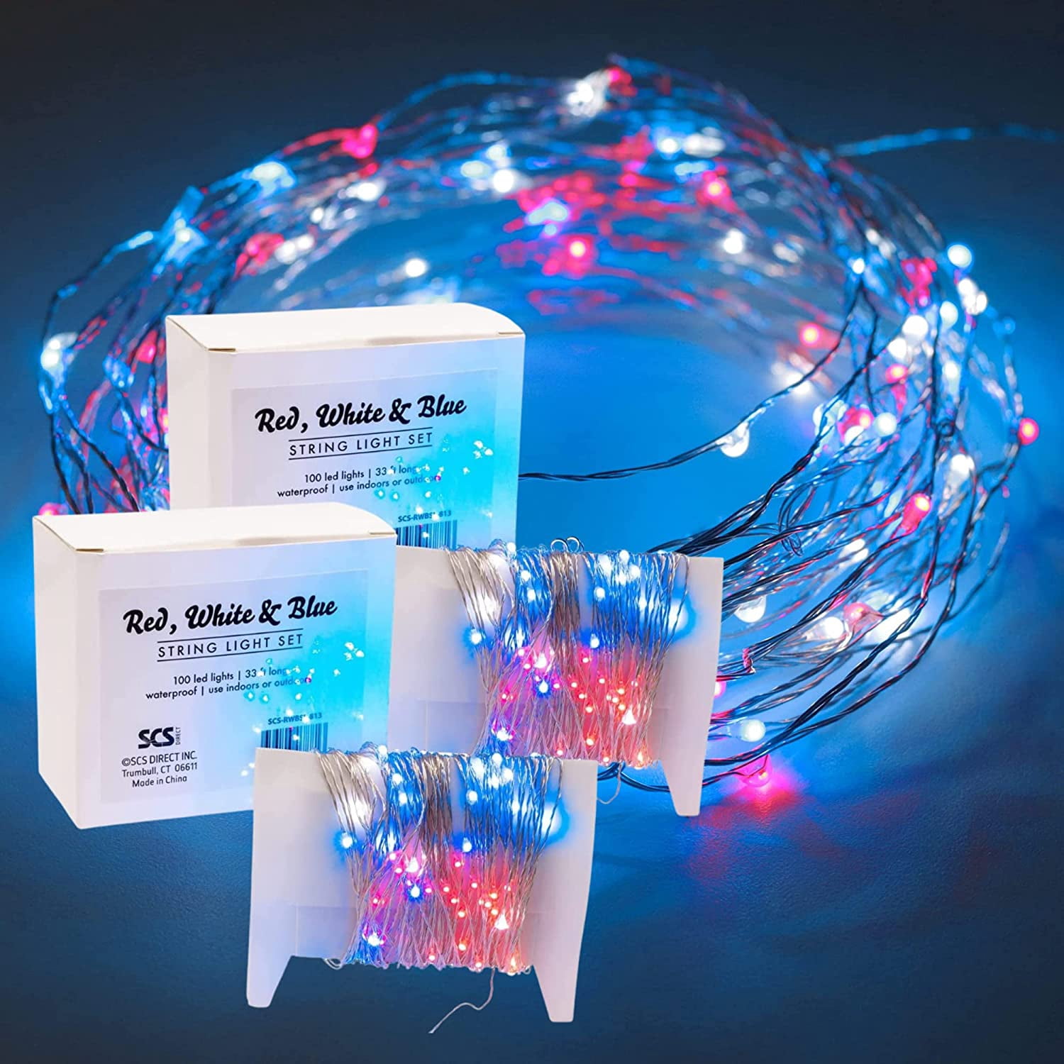 4th of July Decorations - Red, White, & Blue Fairy String Lights (2 ...
