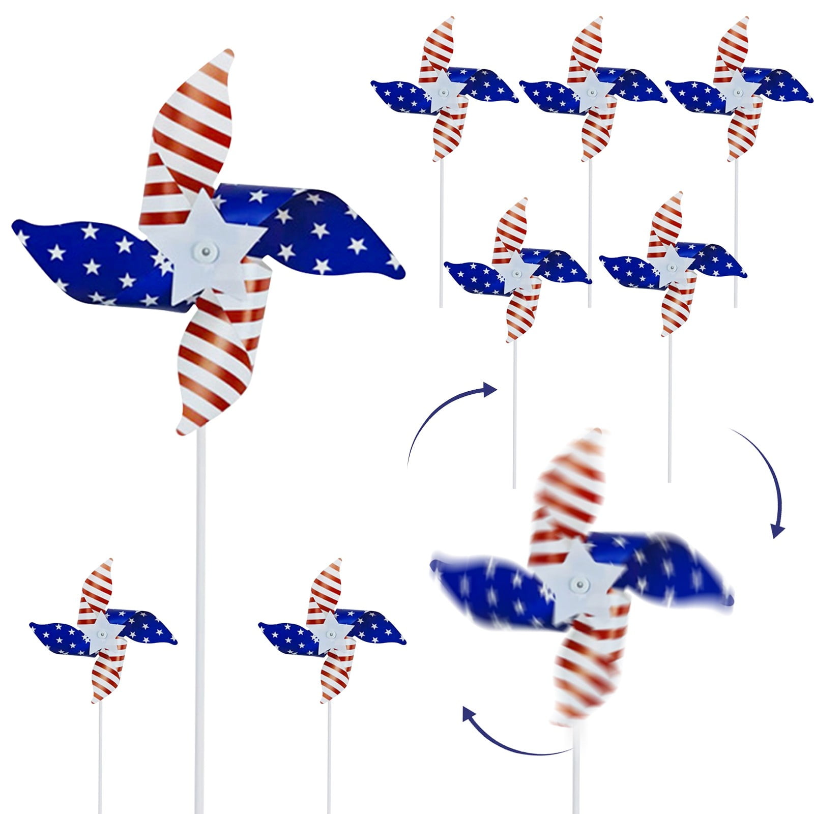 4th of July Decorations Reflective Pinwheels, 10 Inch Red White and ...