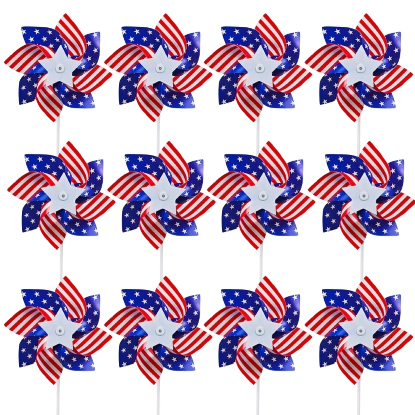 4th of July Decorations Reflective Pinwheels,12 Pack Patriotic Decor ...