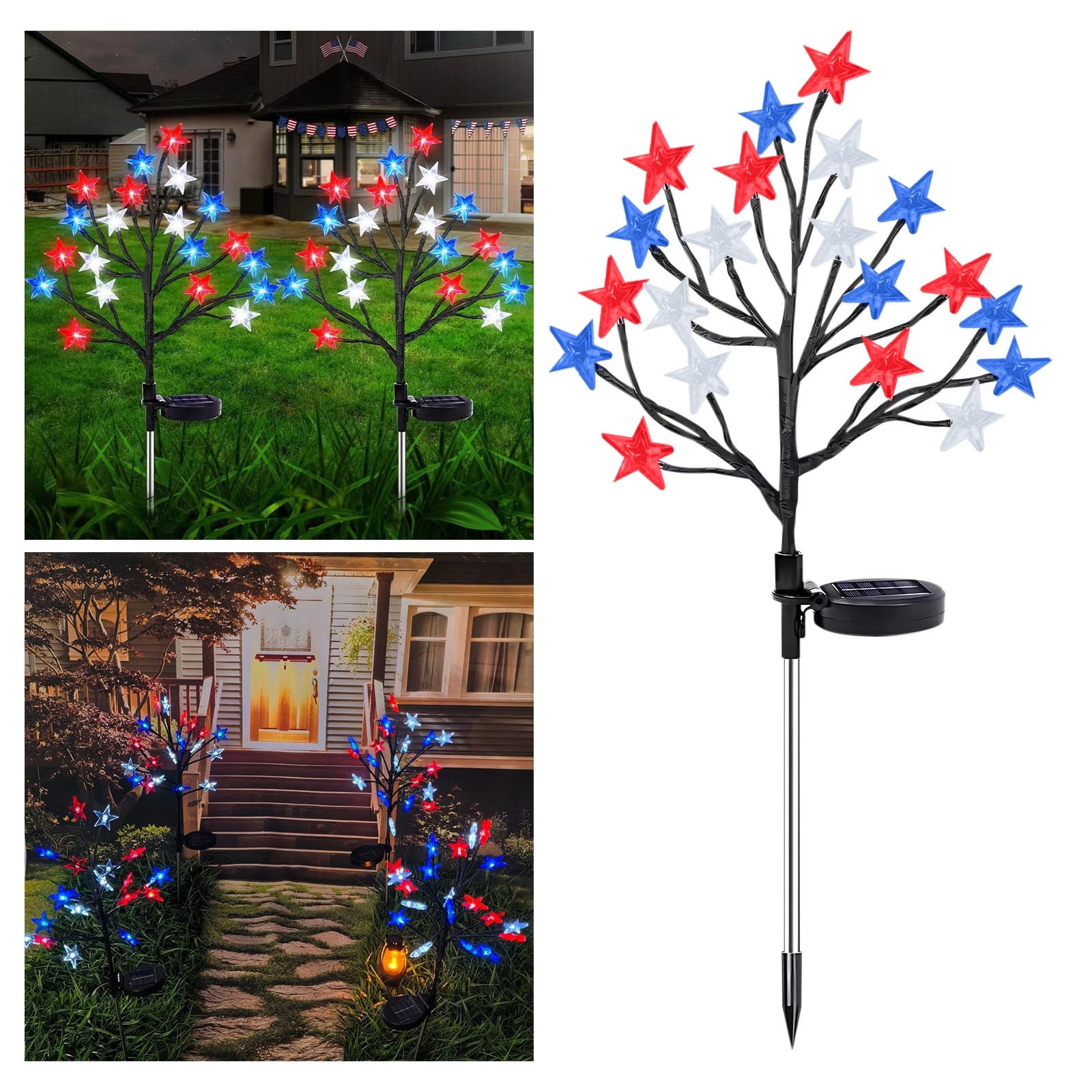 4th of July Decorations Solar Garden Lights,Outdoor Patriotic Garden ...