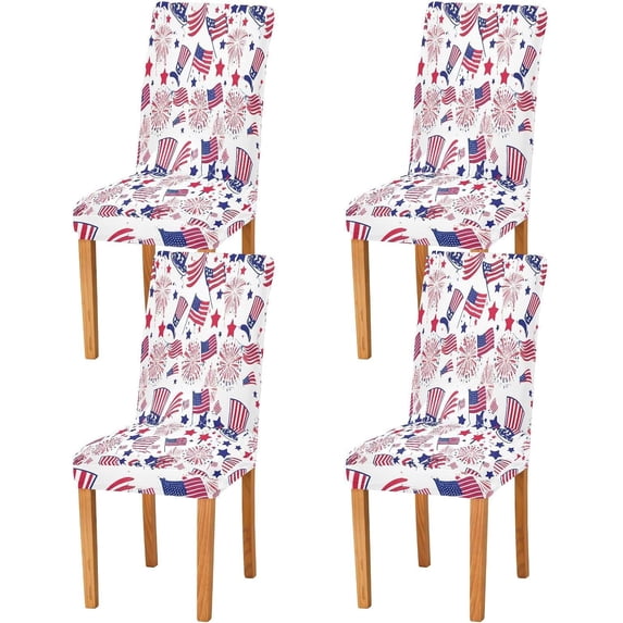 4th of July Dining Room Chair Covers Set of 4, Non Slip Stretch Chair ...