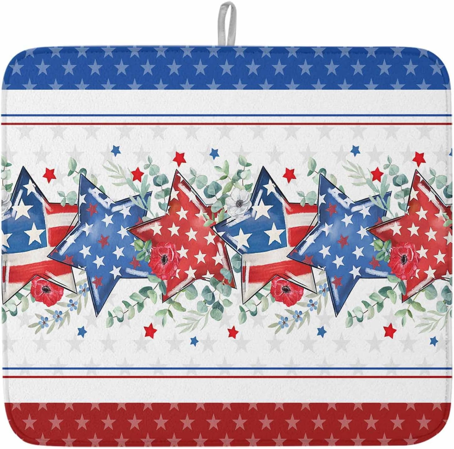 4th of July Dish Drying Mat for Kitchen Counter Patriotic Stars Drying ...