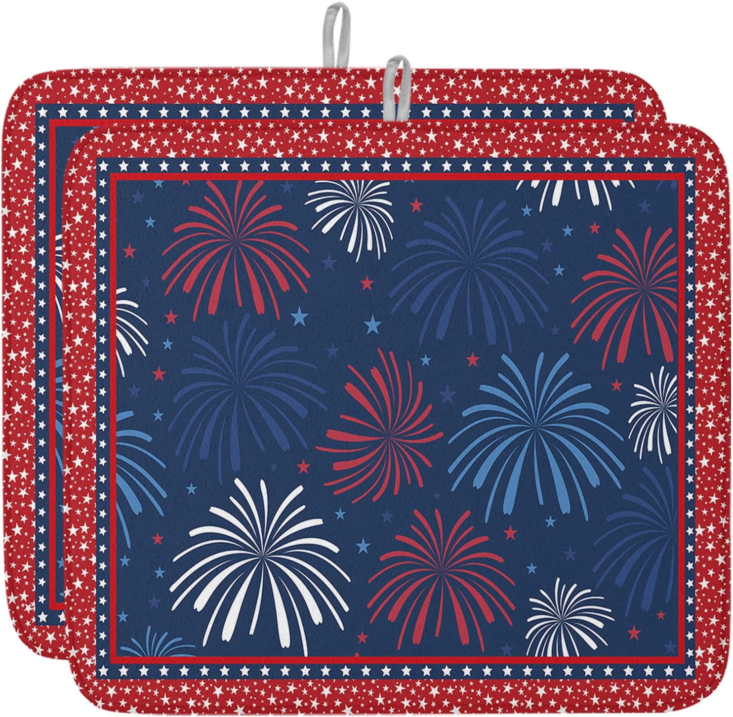 4th of July Dish Drying Mat for Kitchen Counter Patriotic Stars ...