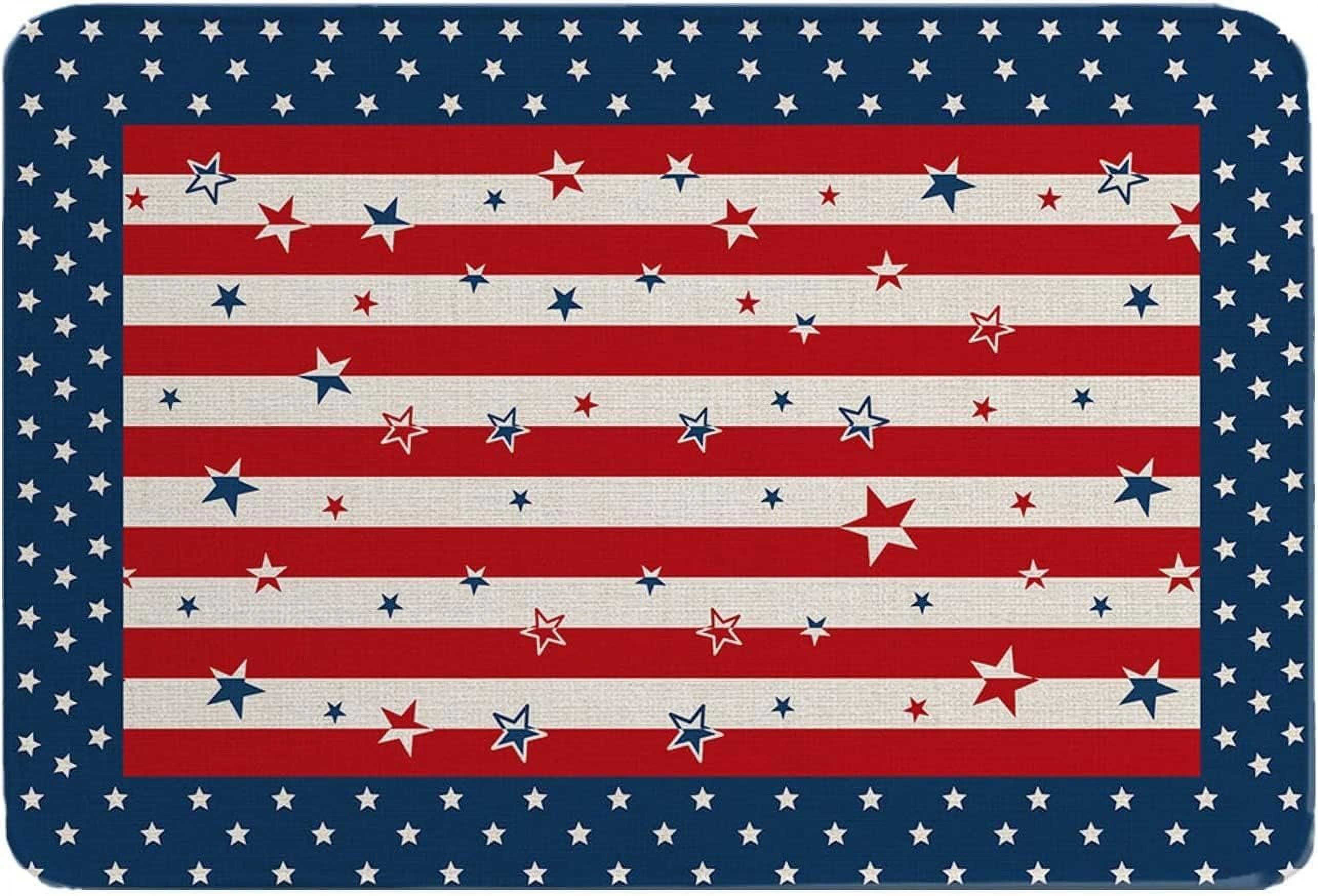 4th of July Doormat Absorbent Floor Mats, Patriot Independence Day Red ...