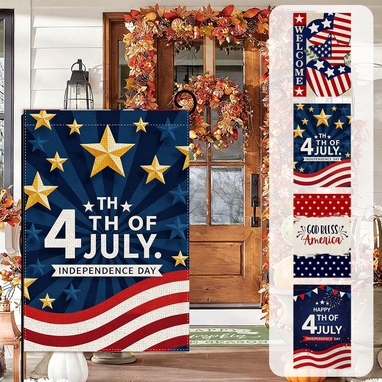4th of July Double Sided Garden Flag, Patriotic Decor USA Flag Design ...