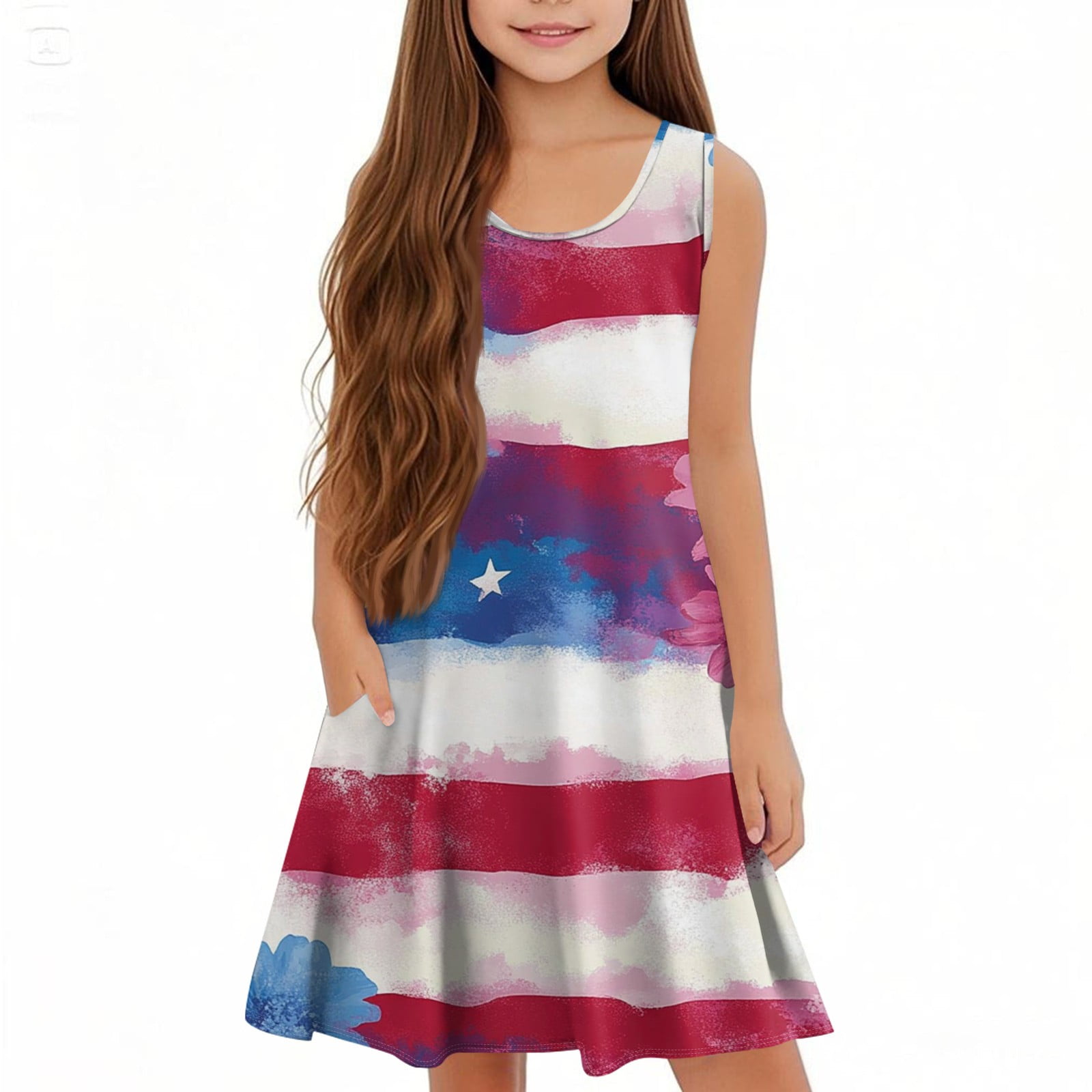 4th of July Dresses for Girls American Flag Dresses Sleeveless ...