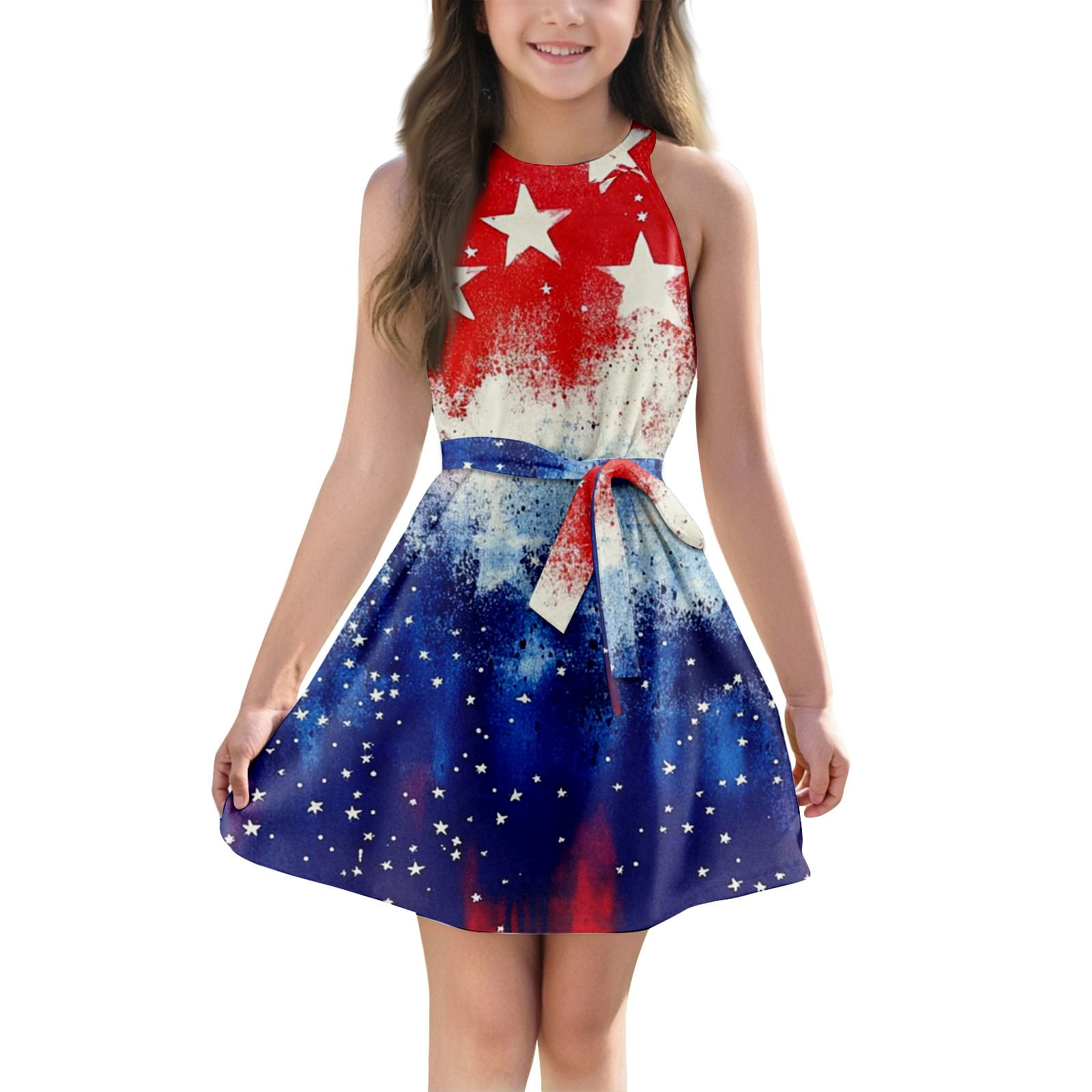 4th of July Dresses for Girls Size 10-12 American Flag Dresses Halter ...