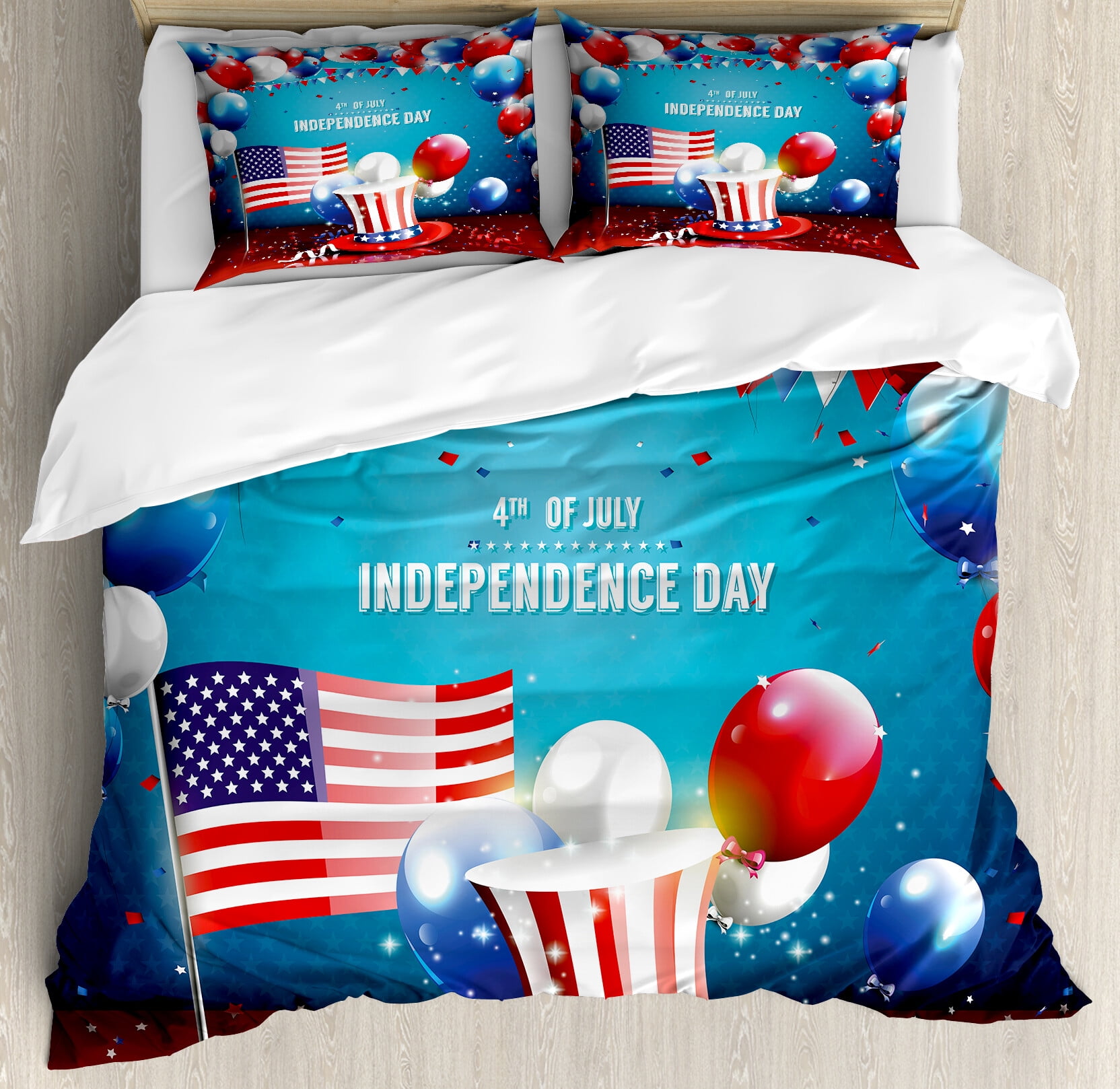 4th of July Duvet Cover Set, Celebration of the Important Day Uncle Sam ...