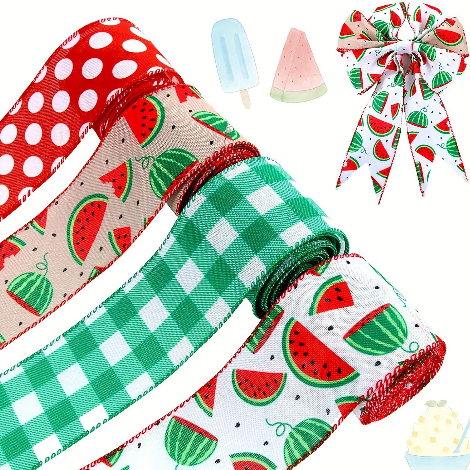 4th of July Fabric Ribbon Patriotic Wired Edge Ribbon Ribbon for Craft ...