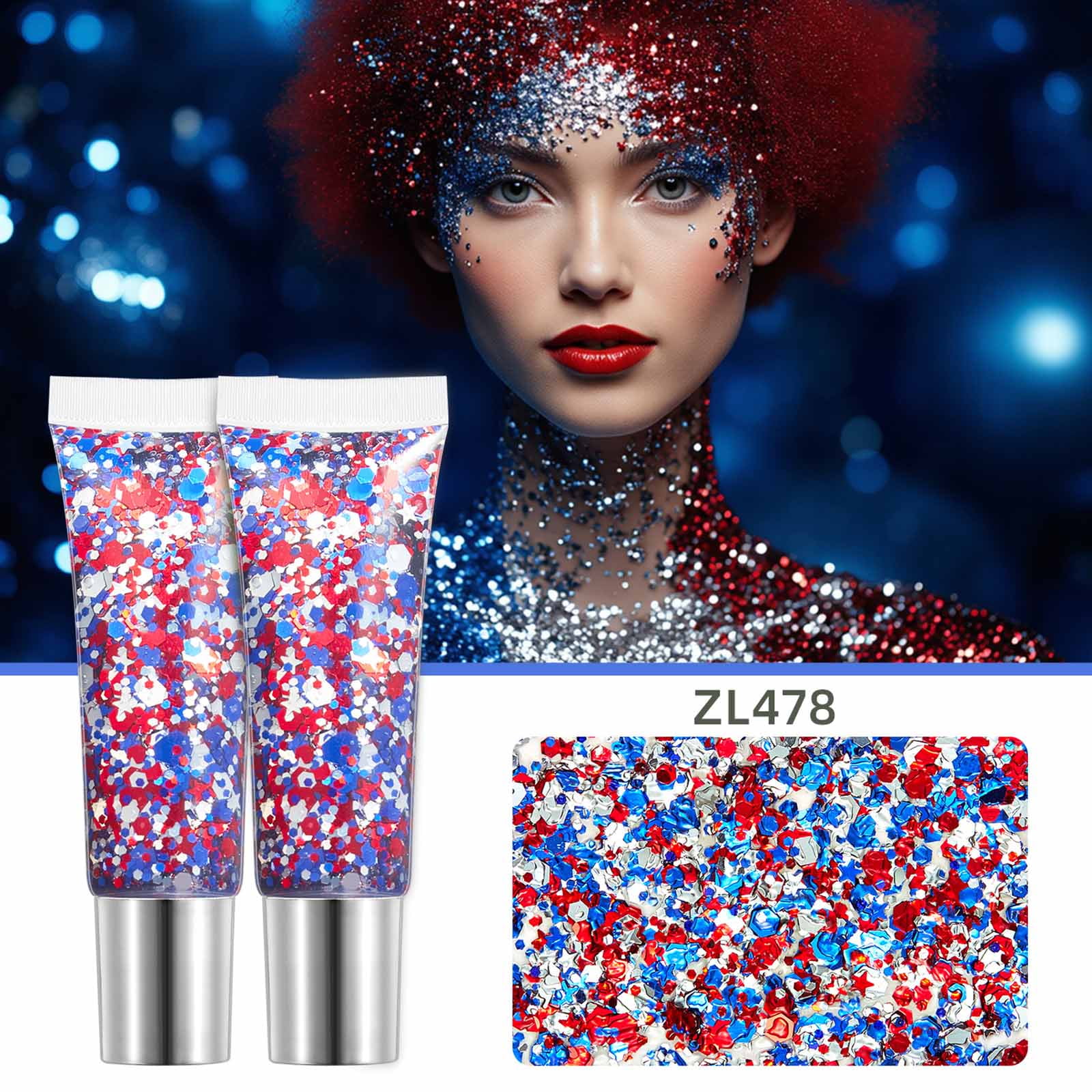 4th Of July Face Glitter, Red White Blue USA Flag Patriotic Memorial Day Face Glitter ...