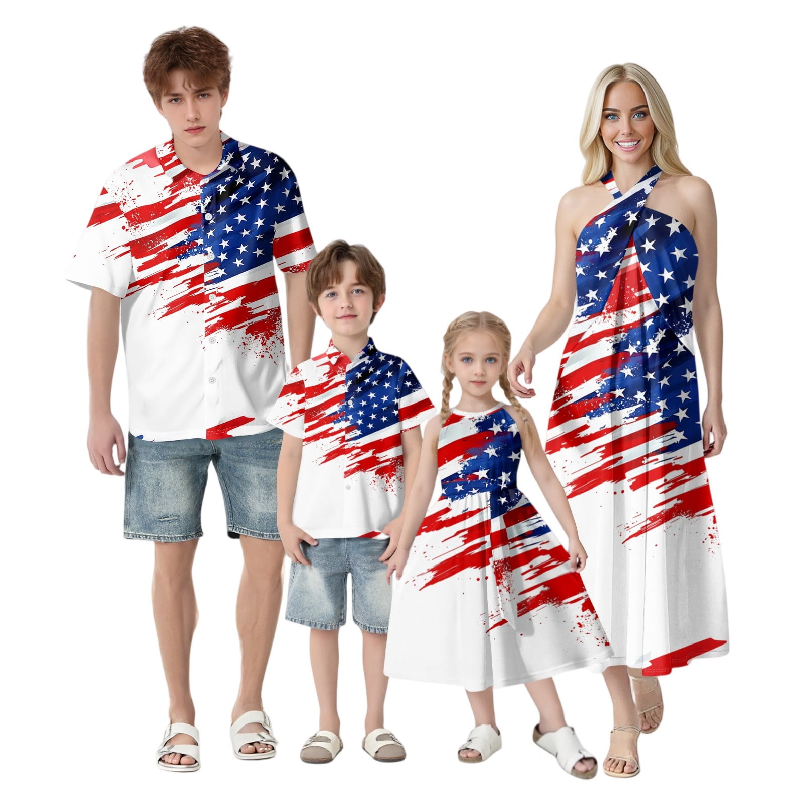 4th of July Family Hawaiian Matching Outfits Mommy and Me Outfits ...