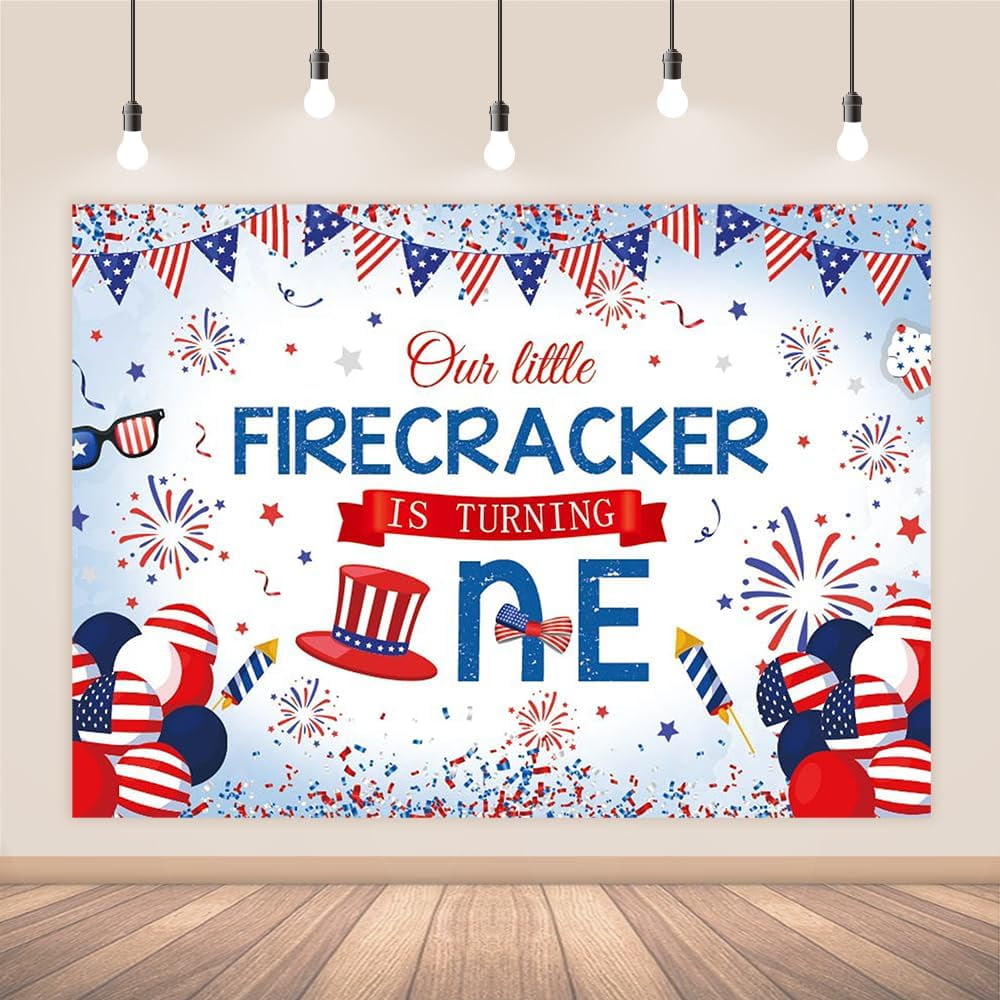 4th of July Firecracker 1st Birthday Backdrop for Boys, Independence ...