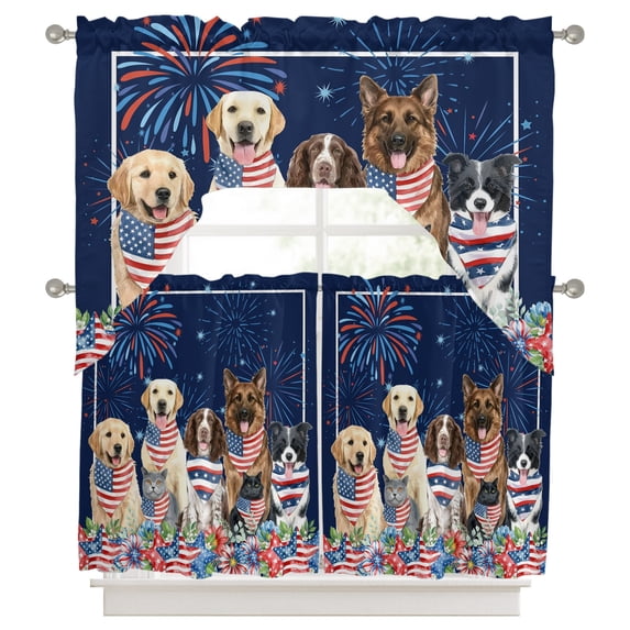 4th of July Fireworks Kitchen Curtains Swag Valance and Tier Curtains ...