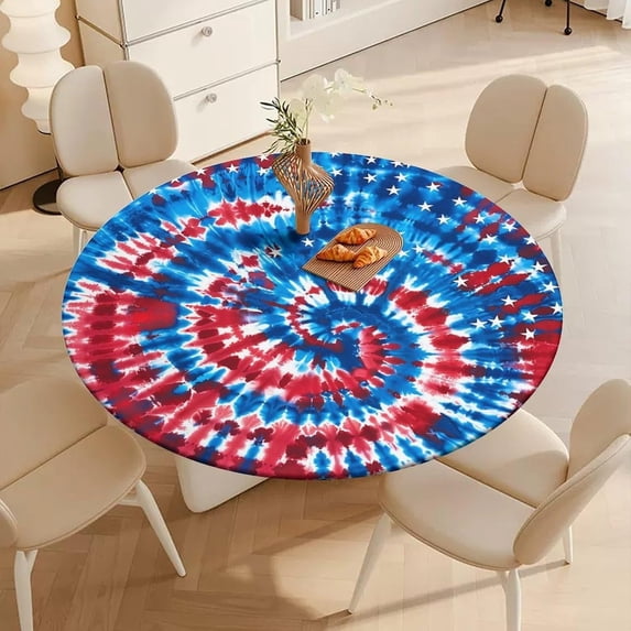 4th of July Fitted Round Tablecloth with Elastic Edge, 60 Inch Free ...
