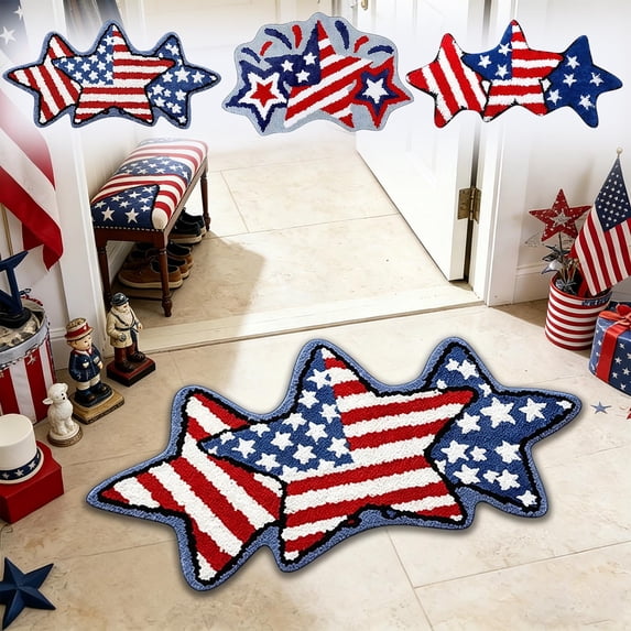 4th of July Flag Faux Plush Carpet, Thickened Multi-Purpose Floor Mat ...