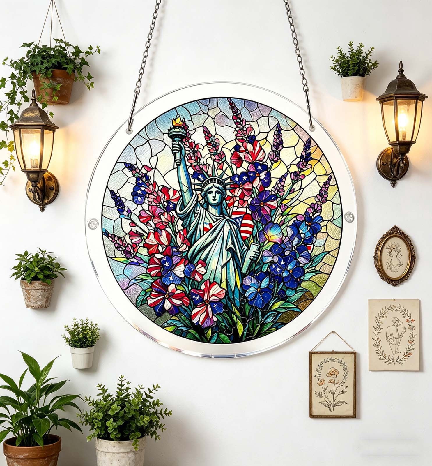 4th of July Flag Puzzle Acrylic Suncatcher Ornament - Stained Glass ...