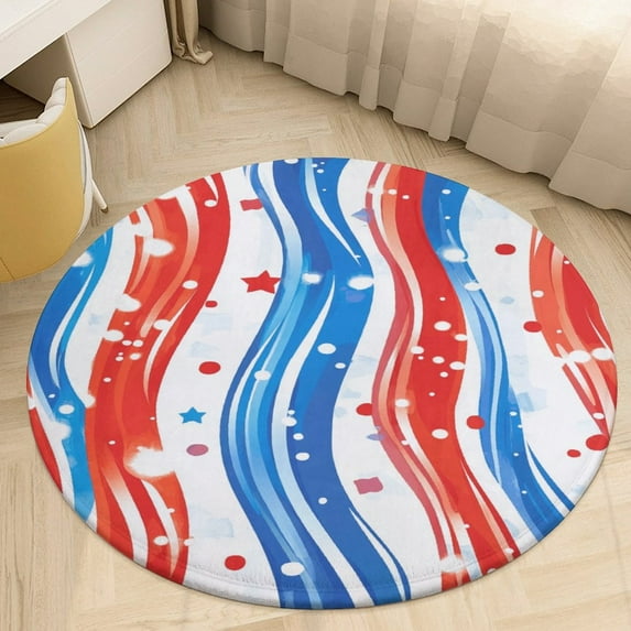4th of July Floral Medallion Round Rug - Small Round Area Rug, Soft Non ...