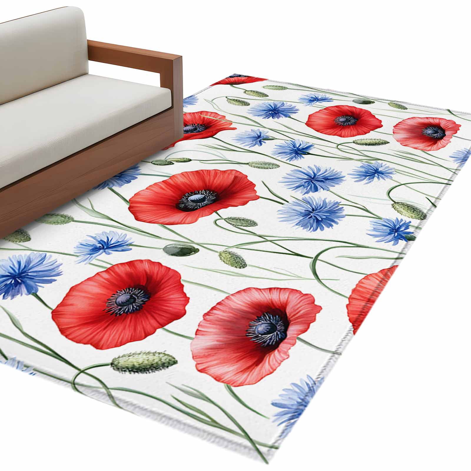 4th of July Flower Large Area Rugs for Bedroom Living Room, Soft Non ...