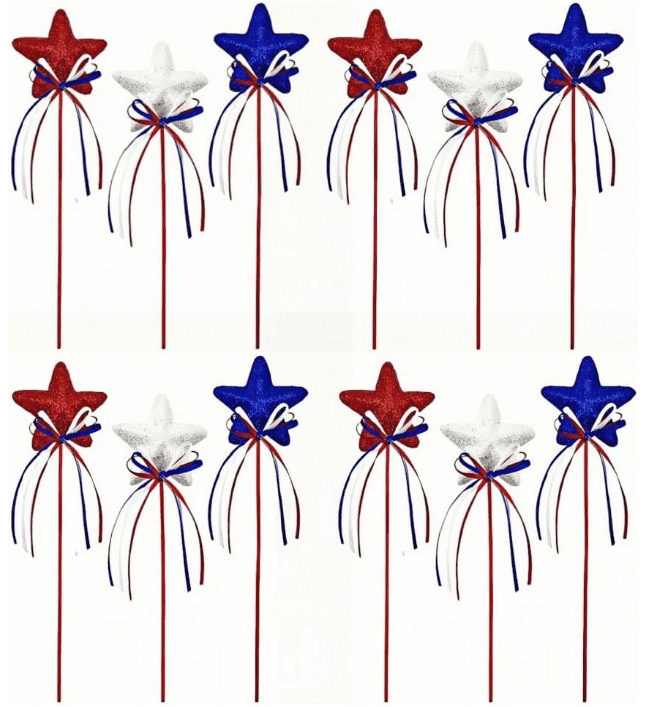 4th of July Flower Picks Glitter Puffy Star Foam Sparkly Sticks for ...