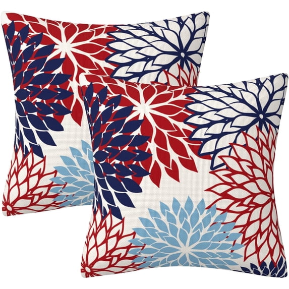 4th of July Flower Throw Pillows Farmhouse Decorative Throw Pillow Case ...
