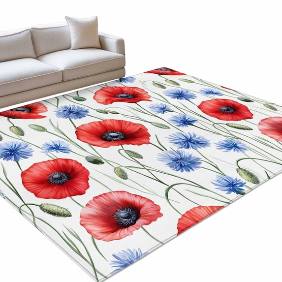 4th of July Flower Washable Rug 2.7x5 Area Rug for Living Room Bedroom ...
