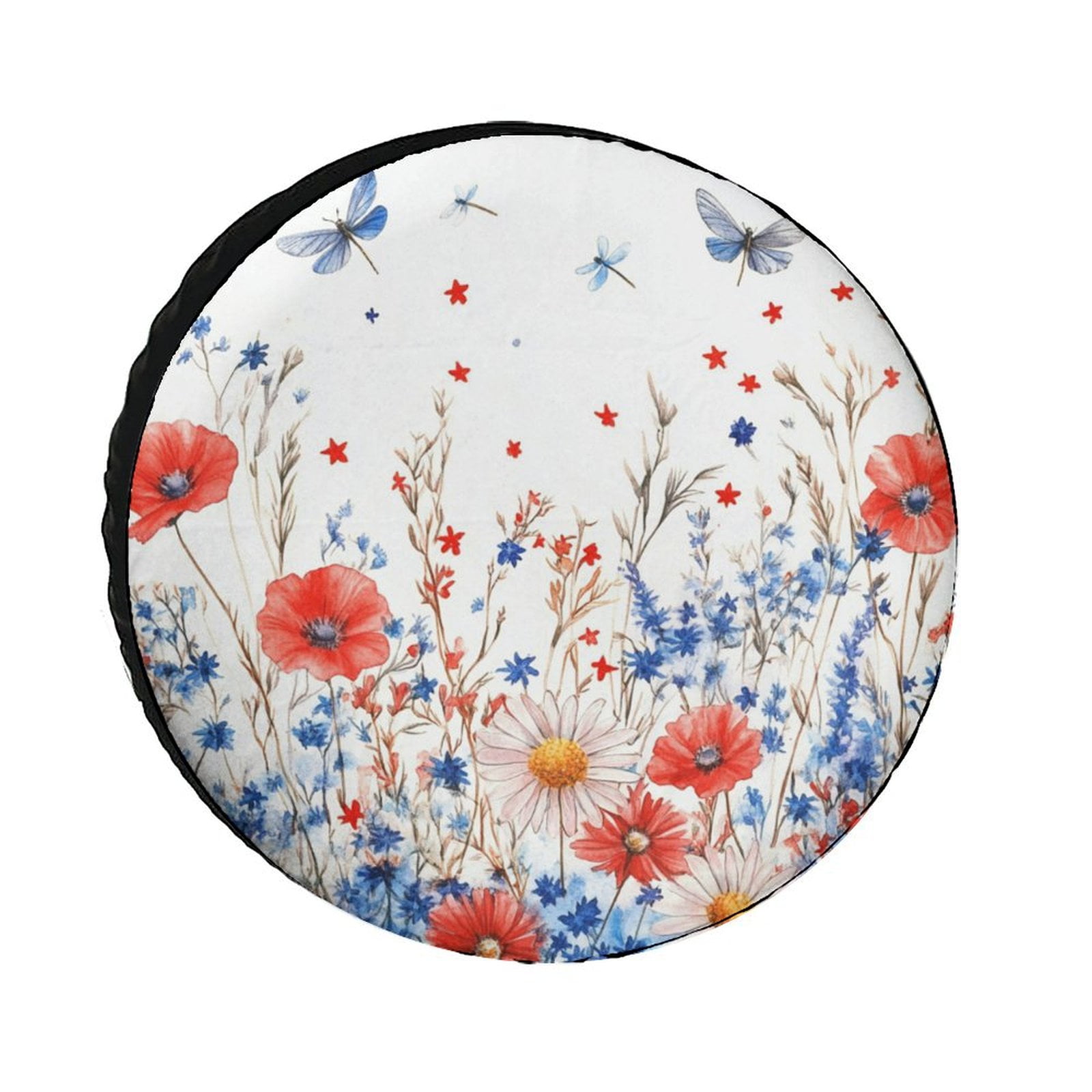 4th of July Flowers Dragonfly Camping Spare Tire Cover Patriotic ...