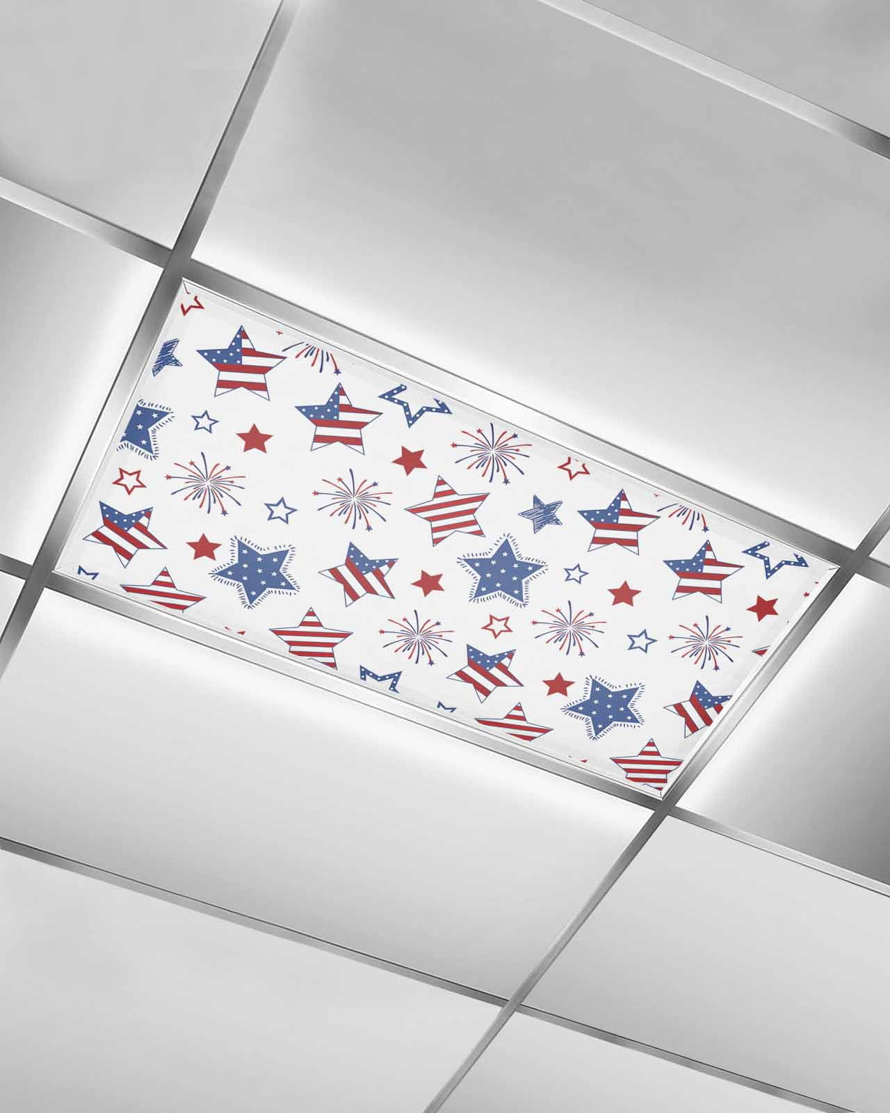 4th of July Fluorescent Light Covers for Ceiling Lights 4x2 feet,1 Pack ...