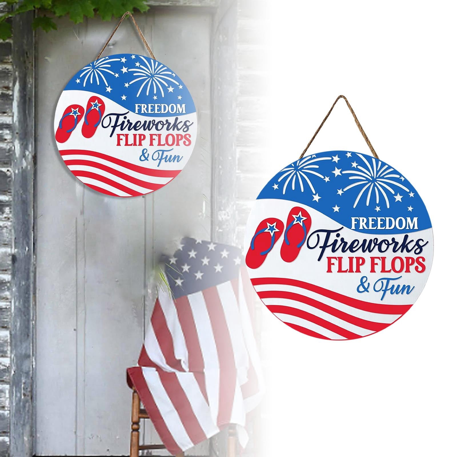4th Of July Front Door Wreath Summer Patriotic Independence Day ...