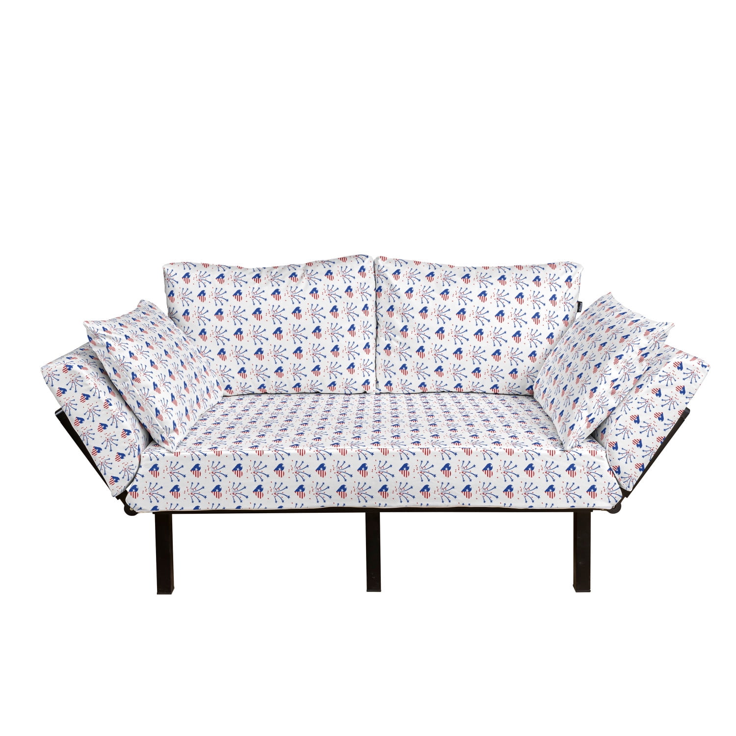 4th of July Futon Couch, Rockets and Hearts Celebration Freedom of the ...