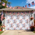 4th of July Garage Door Cover, Independence Day Floral Grey Striped ...