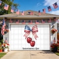 4th of July Garage Door Cover, Patriotic American Flag Bows Cherry Grey ...