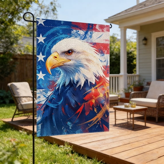 4th of July Garden Flag Double Sided, 11.8x17.7 Inch Patriotic Linen ...