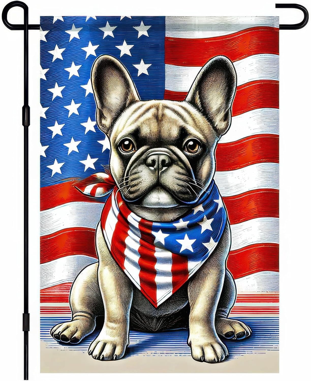 4th of July Garden Flag French Bulldog American Flag Patriotic 12x18 ...
