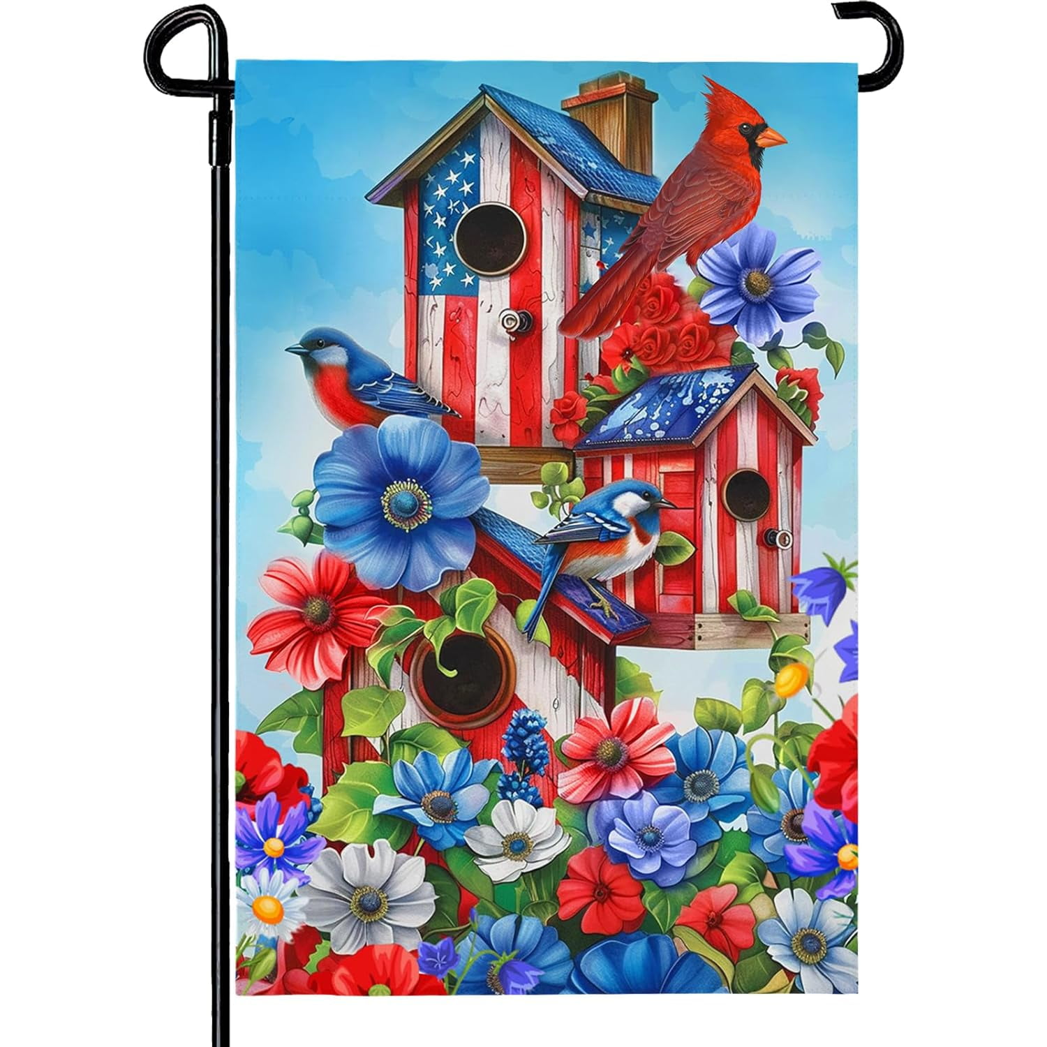4th of July Garden Flag Patriotic Spring Summer Floral Yard Flags ...