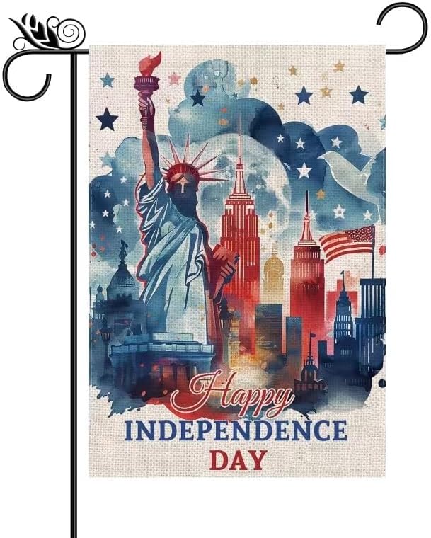 4th of July Garden Flag Statue of Liberty Double Sided USA Flag Freedom ...